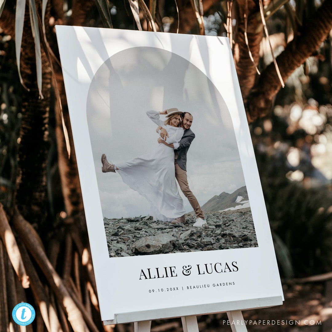 Wedding Welcome Sign Template, Photo Welcome Sign, Modern Wedding Photo ...