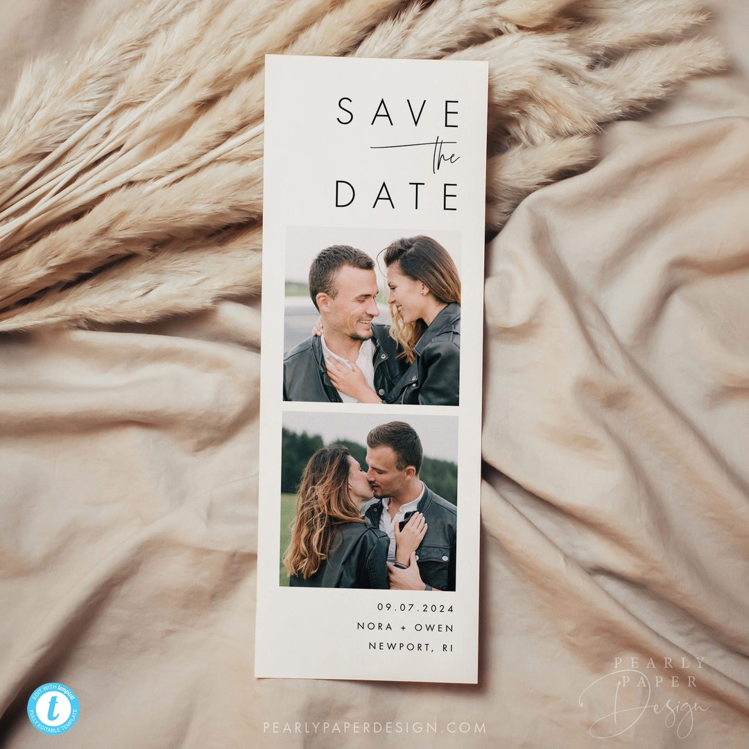 Photo Strip Save the Date Template, Photo Booth Save Our Date Card ...