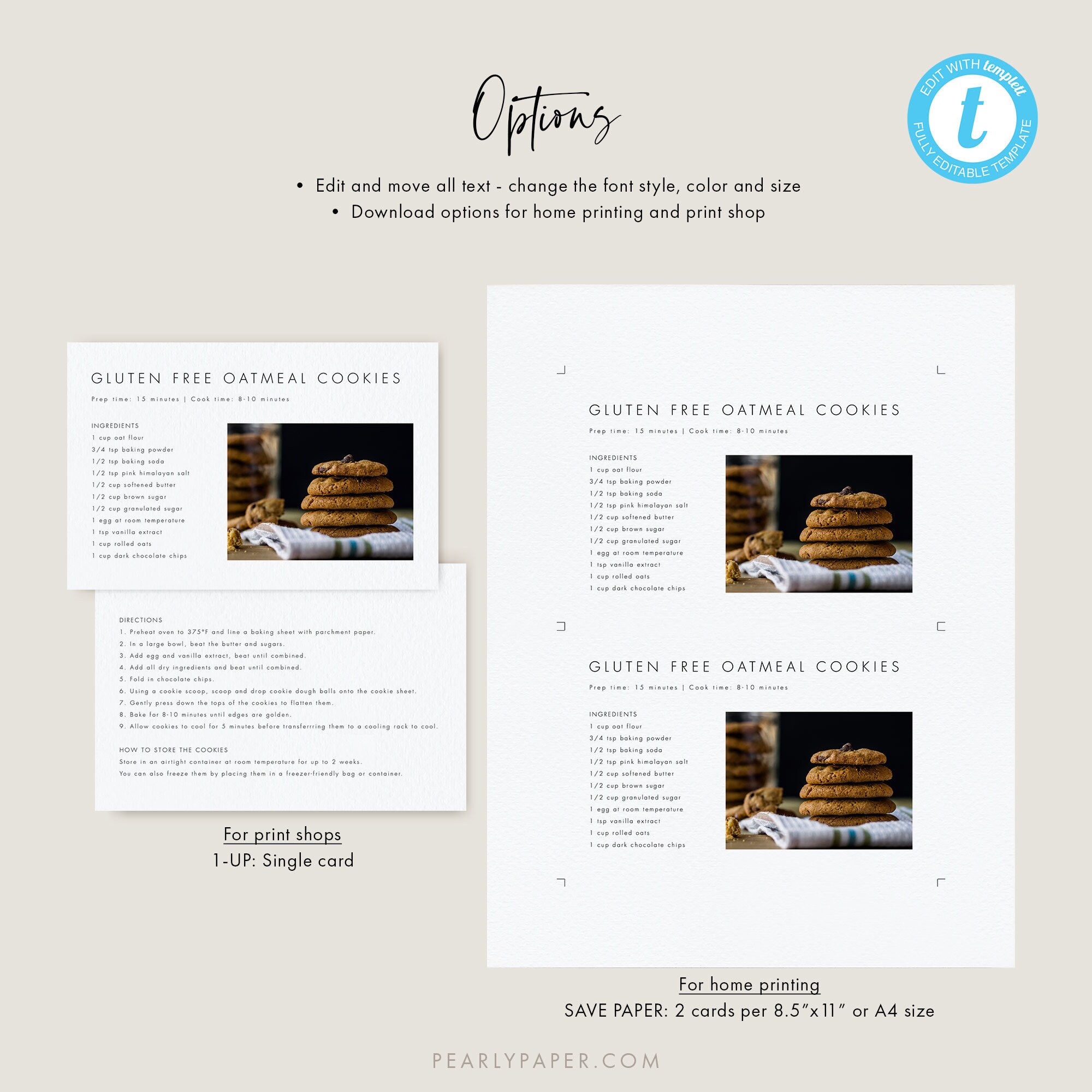 Editable Recipe Card Personalized Recipe Template Download - Etsy