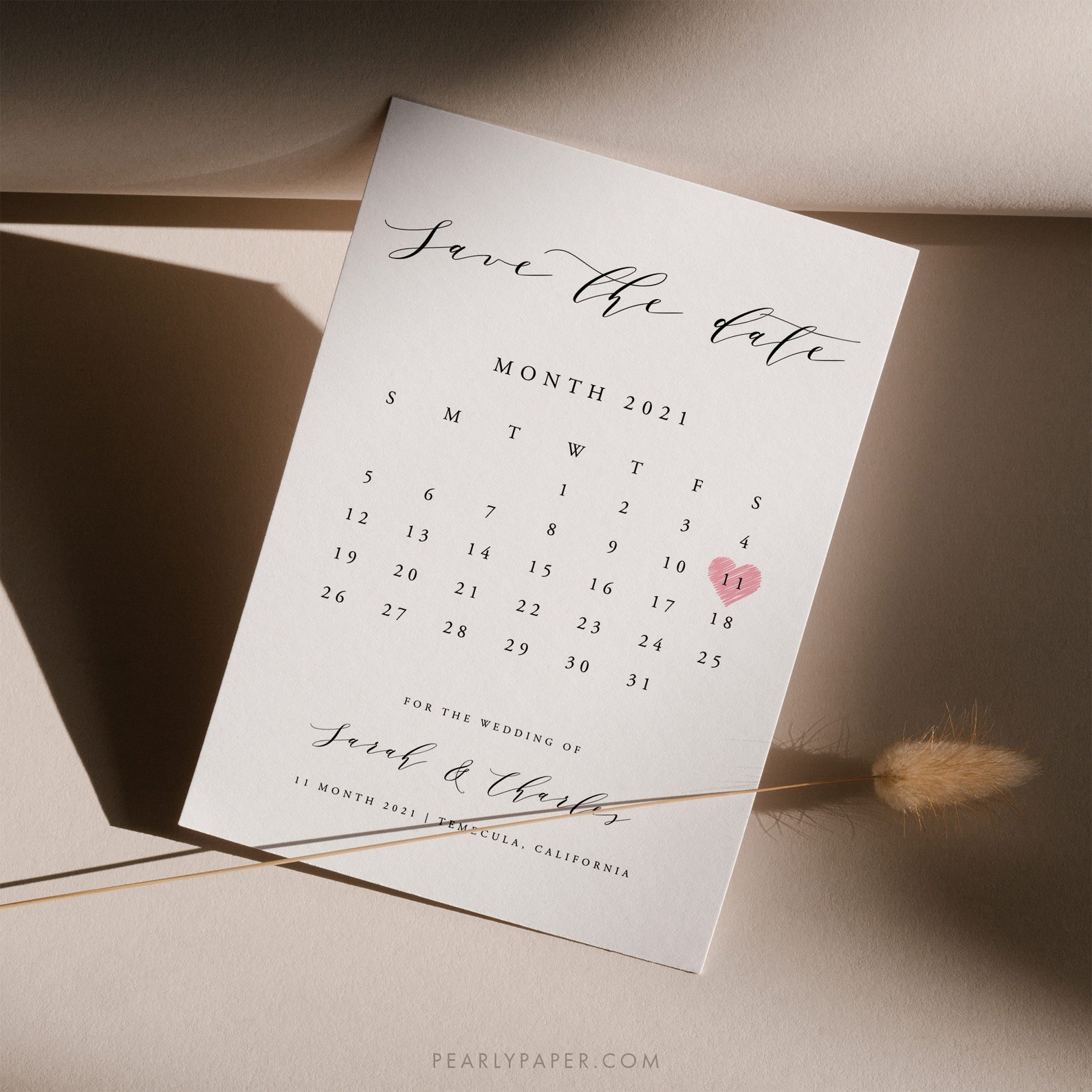 Printable Calendar Save the Date Template Printable Save Our | Etsy