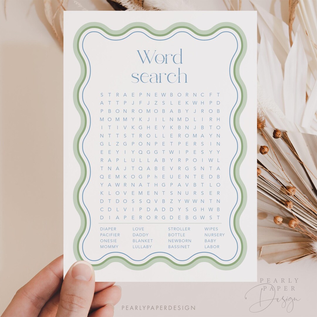 Baby Shower Word Search Game, Boho Baby Word Search Game, Modern Baby ...