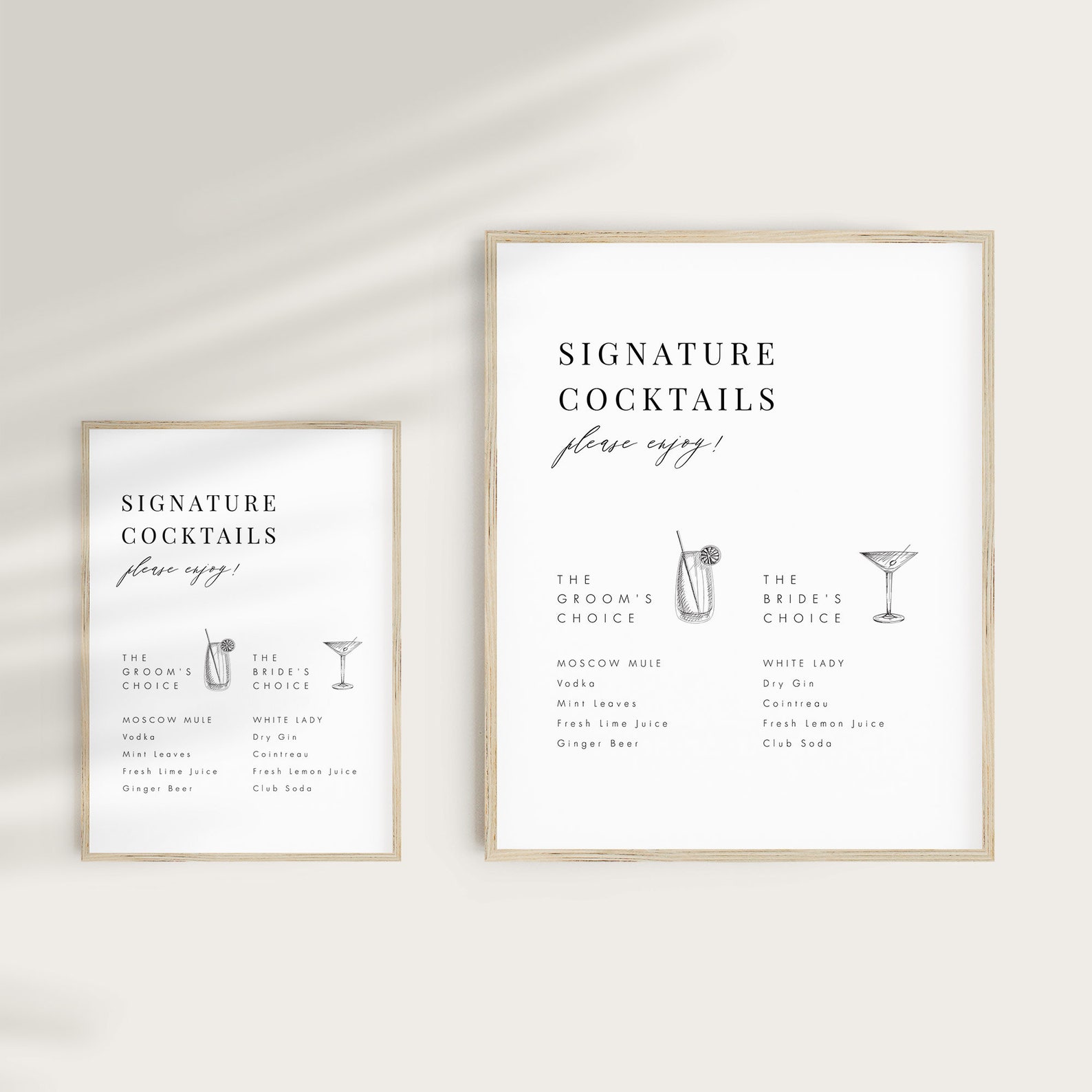 Signature Cocktails Sign Template Download Minimalist Wedding - Etsy