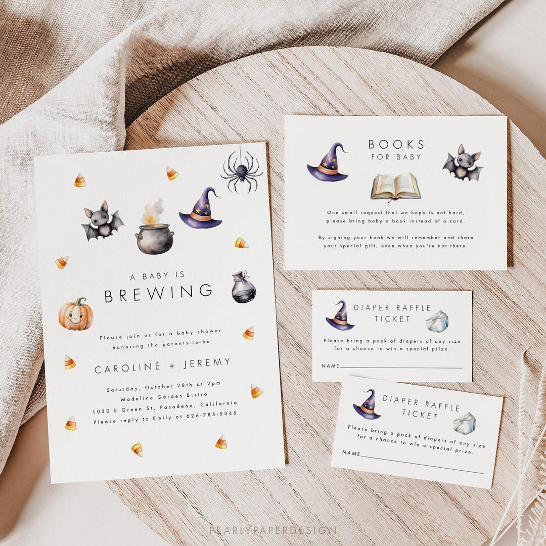 Halloween Baby Shower Invitation Template, Books for Baby Shower, Fall ...