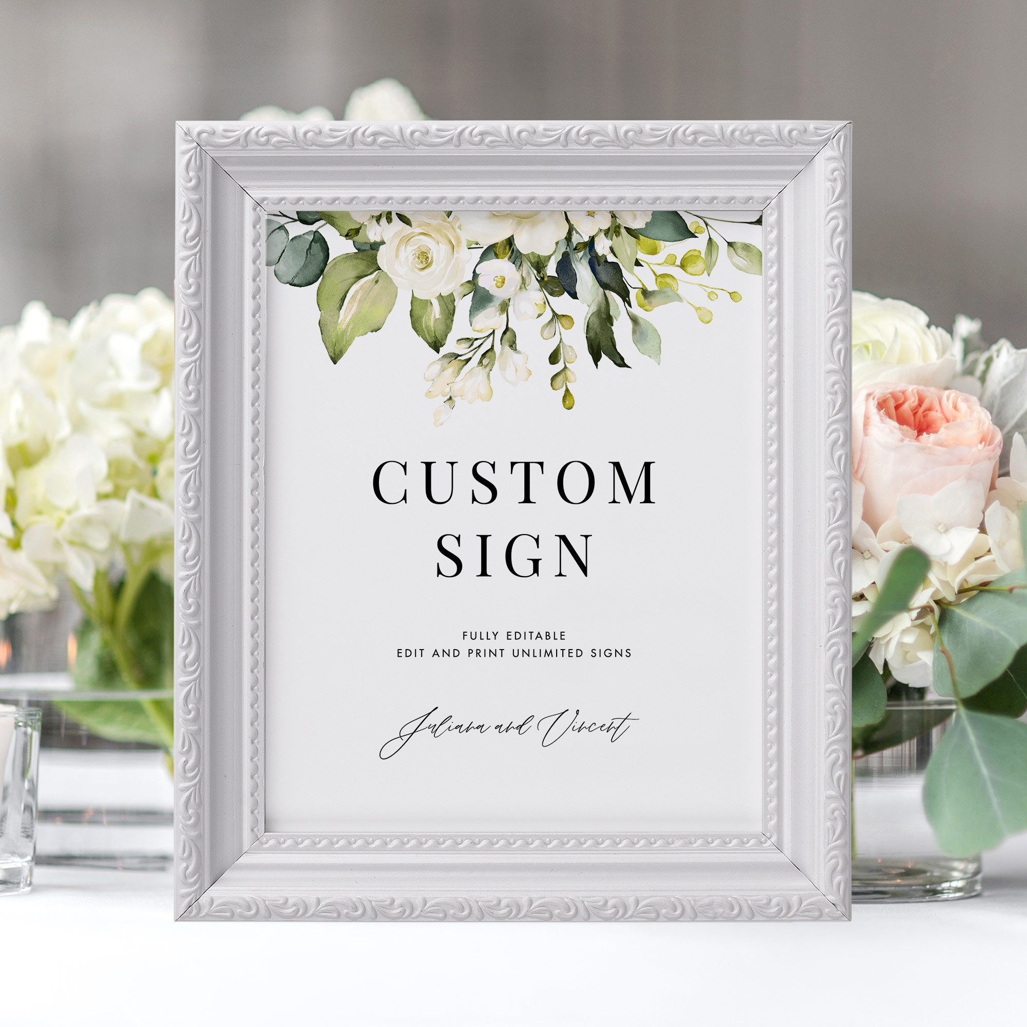 Printable Custom Sign Template Floral Wedding Sign Rustic Sign | Etsy