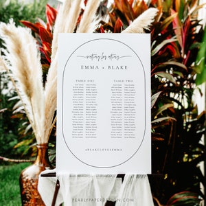 Double Arch Seating Chart Sign With Long Tables Oval Seating Template ...