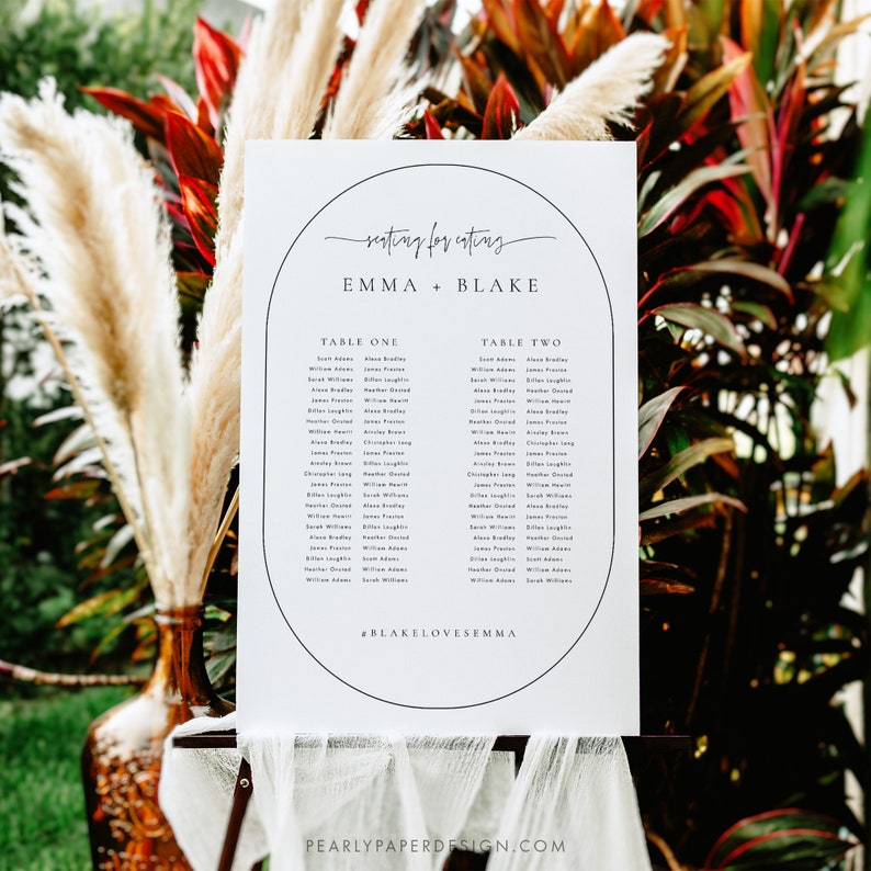 Double Arch Seating Chart Sign With Long Tables Oval Seating - Etsy