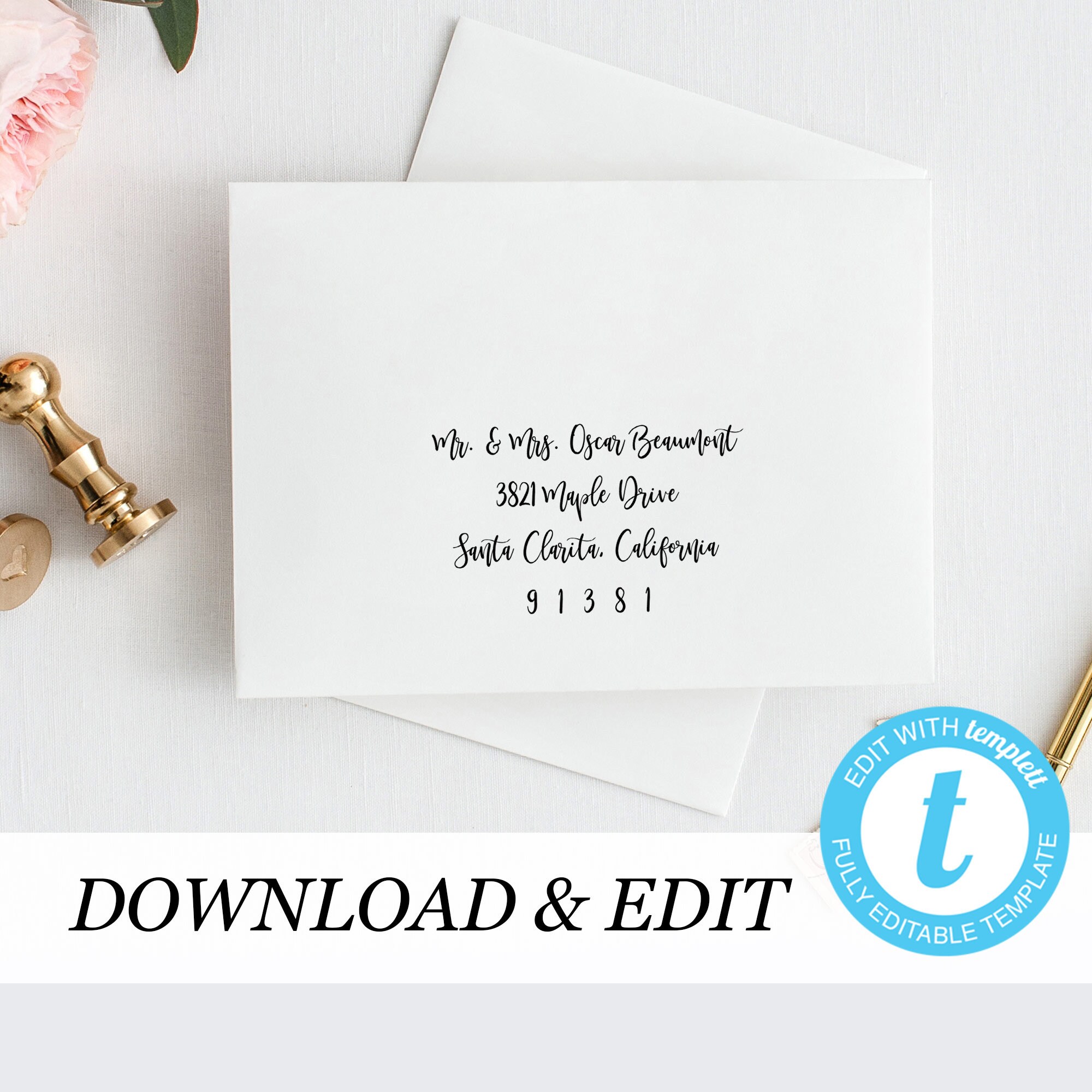 Envelope Template Printable Wedding Envelope Templett | Etsy