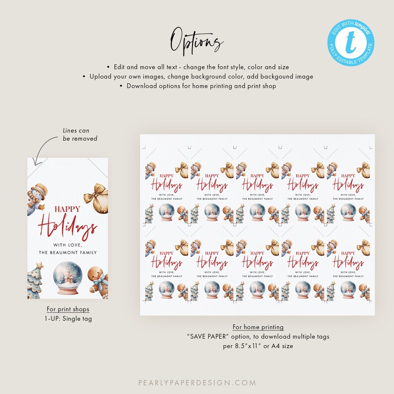 Happy Holidays Gift Tag Template, Printable Christmas Gift Tags ...