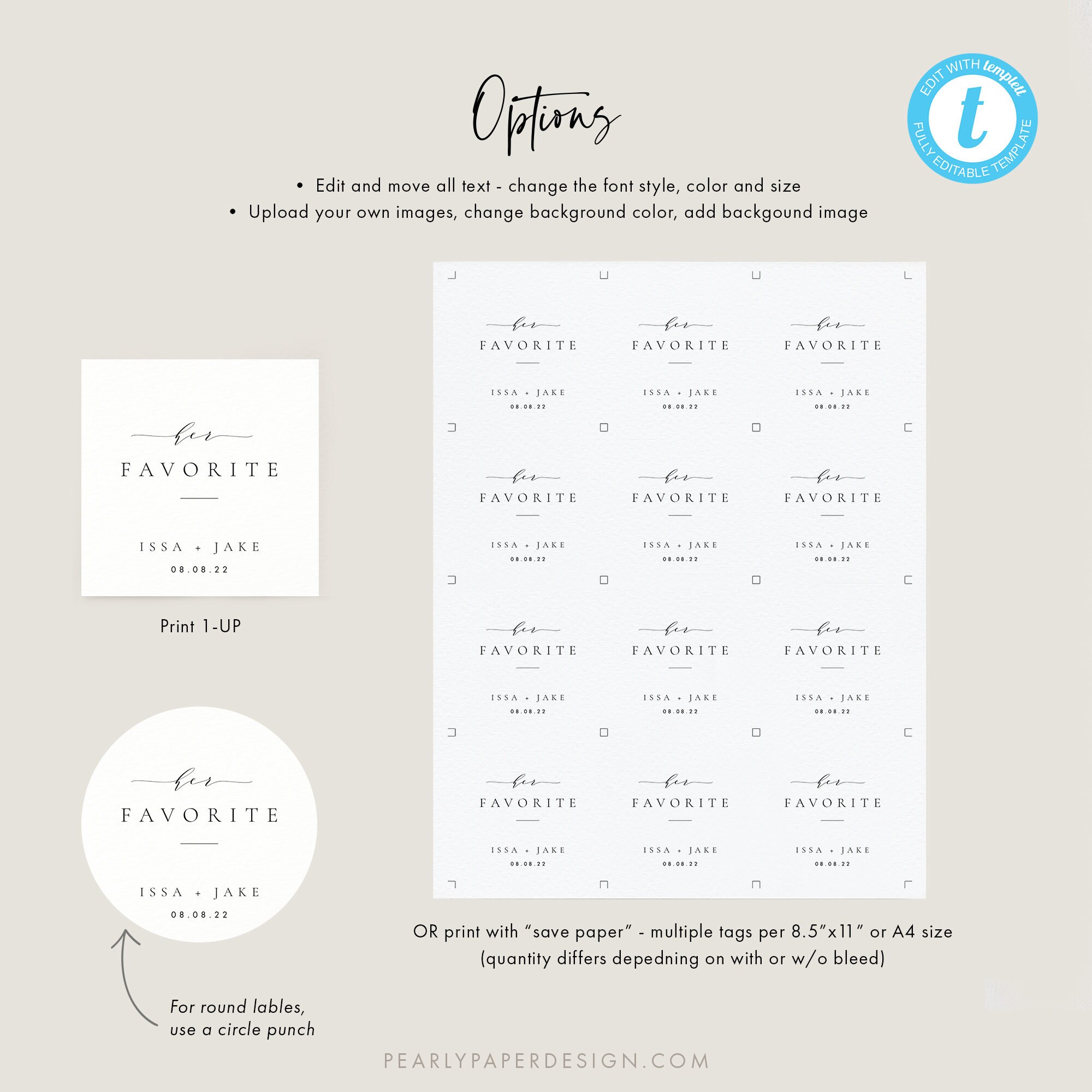 His and Her Favorite Tags Template, Printable Favor Tag Template ...