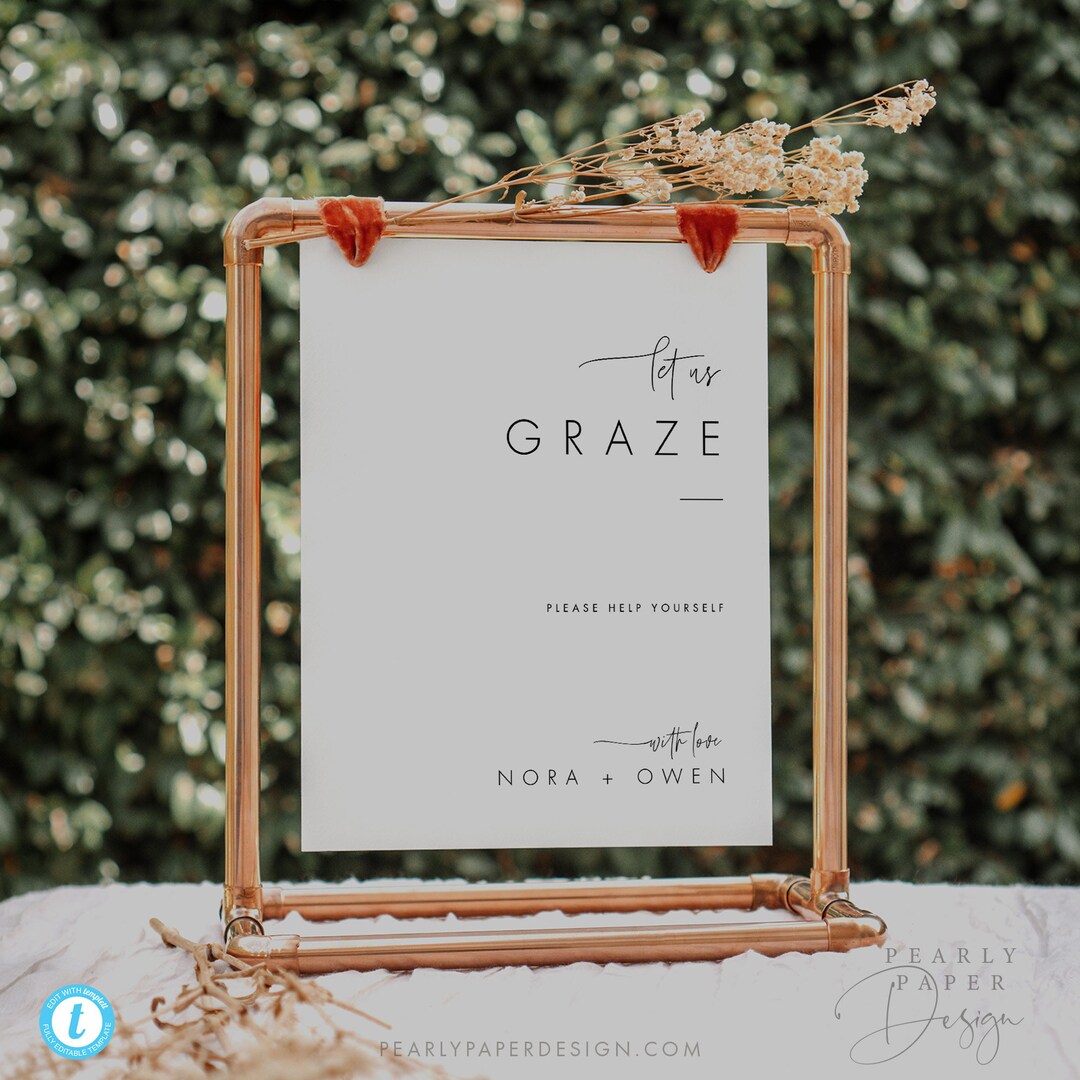 Grazing Table Sign Template, Minimalist Grazing Table Sign Download ...
