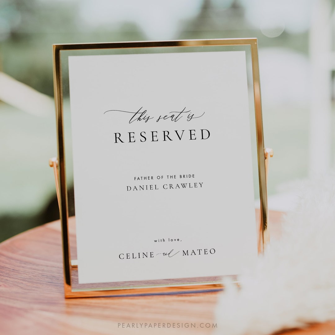 Elegant Seating Sign Template, Reserved Seating Sign, Printable Chair ...