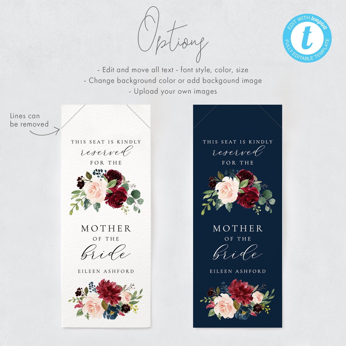 Reserved Seating Tag Template Wedding Seating Tag Wedding | Etsy