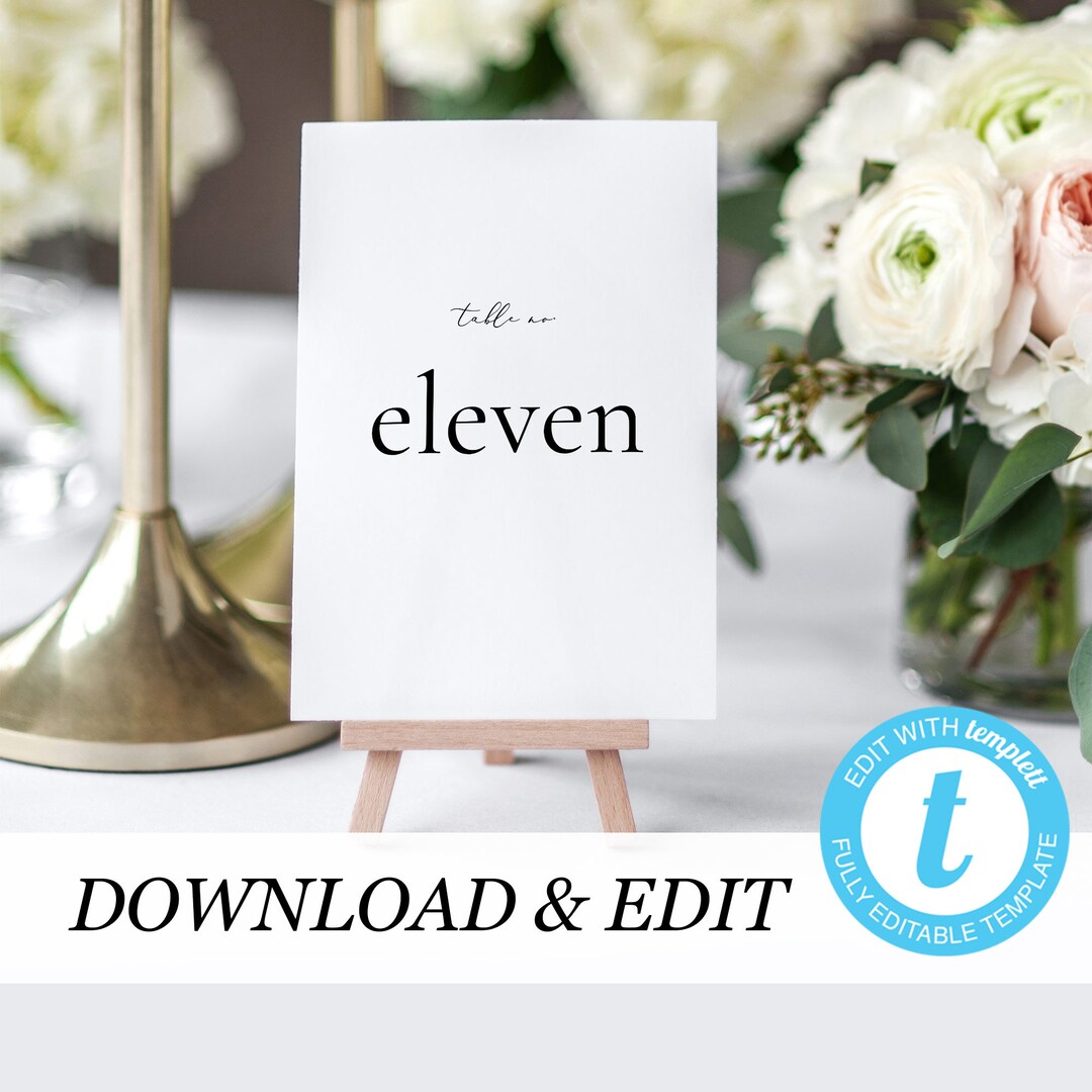 Table Number Template Printable Wedding Table Number Sign Template ...
