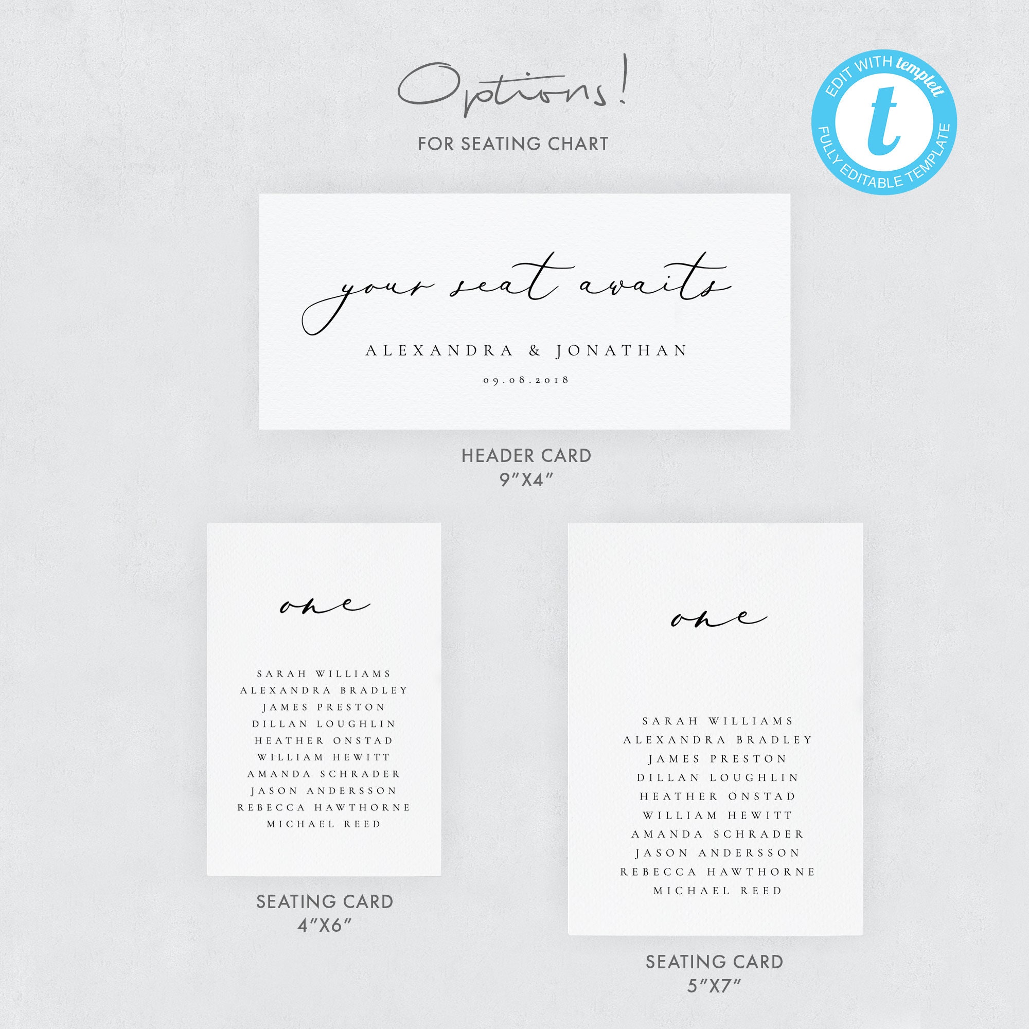 Minimalist Seating Chart Template Simple Table Cards Wedding - Etsy