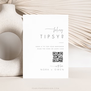 Tip Your Bartender Sign Template, Modern Minimalist Feeling Tipsy Sign ...