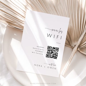 Wedding Wifi Sign Template, Minimalist Wi-fi QR Code Sign, Wifi ...