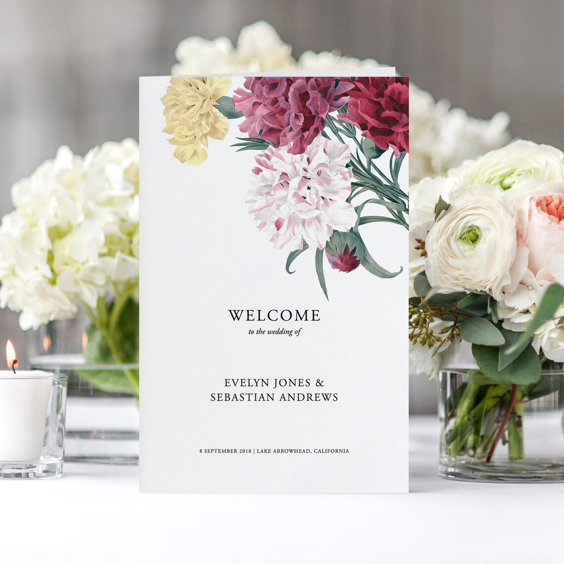 Floral Wedding Ceremony Booklet Template Editable Order of Service ...