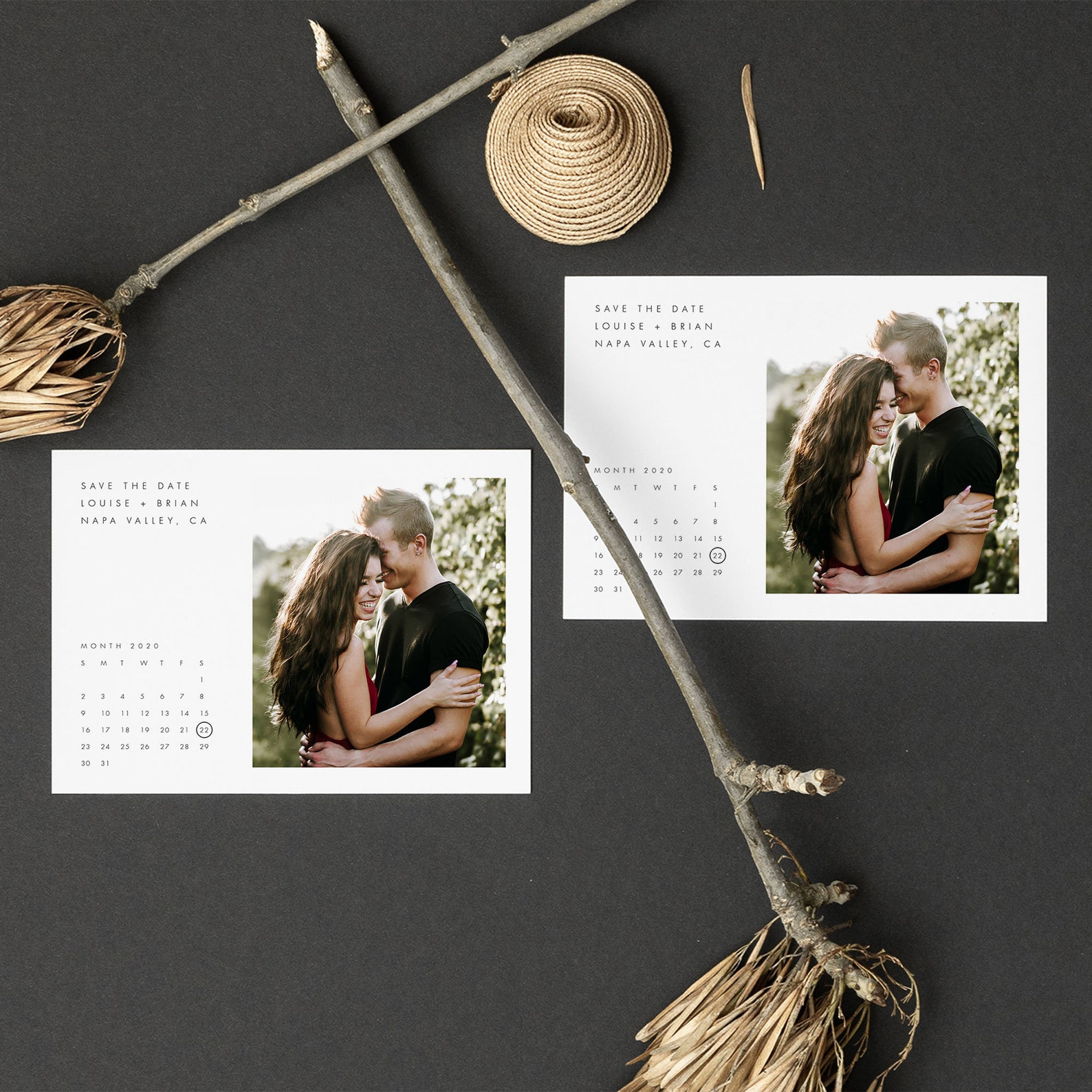 Minimalist Calendar Save the Date Template Editable Invite | Etsy