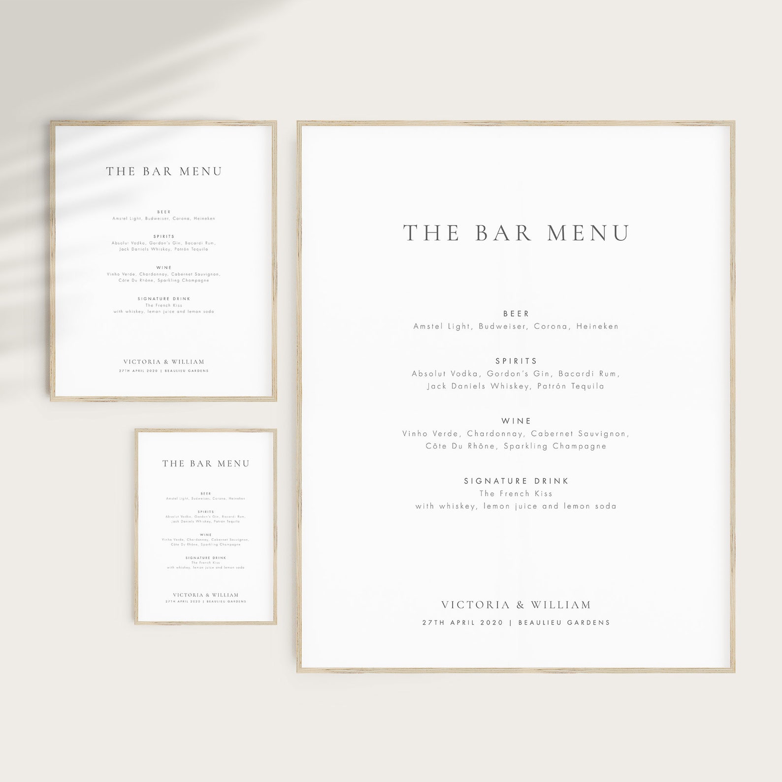 Simple Bar Menu Sign Template Templett Minimalist Bar Menu - Etsy