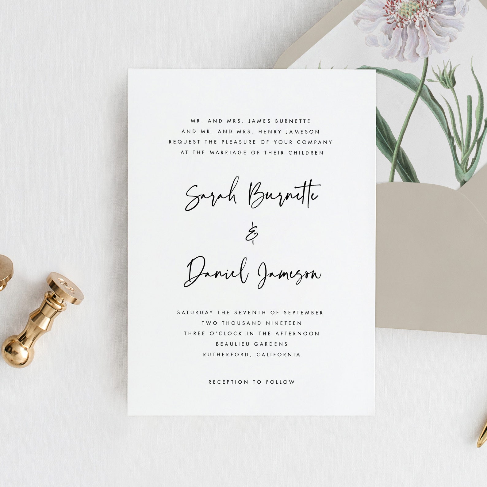 Wedding Invitation Template Modern Wedding Invite Script | Etsy