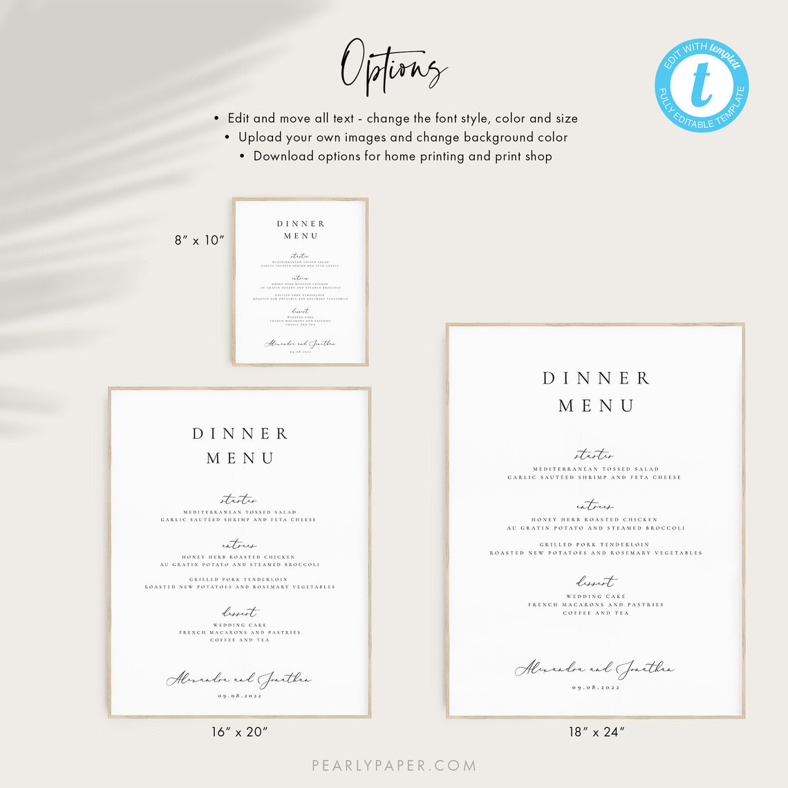 Modern Menu Sign Template Buffet Sign Minimalist Wedding Menu - Etsy