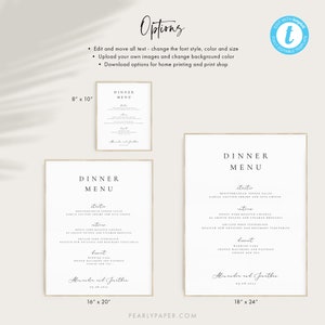 Modern Menu Sign Template Buffet Sign Minimalist Wedding Menu Poster ...