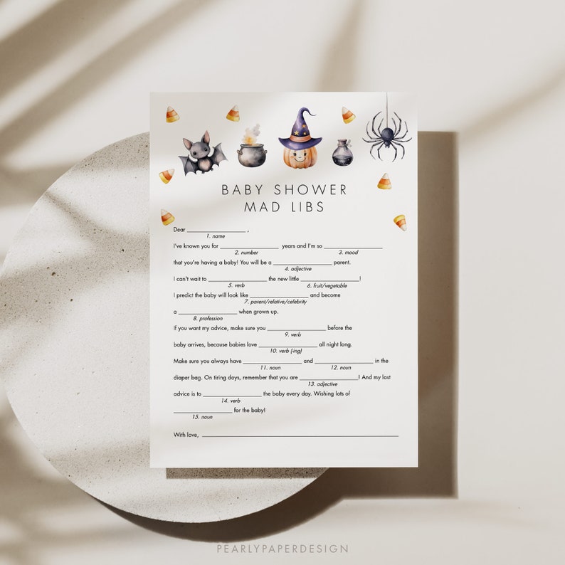 Baby Mad Libs Game Template, Halloween Baby Shower Game Mad Libs ...