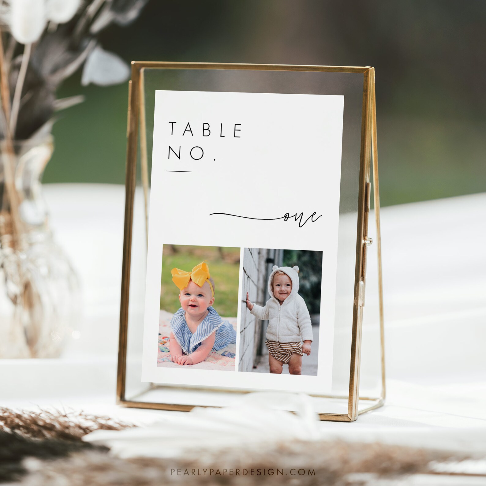 Photo Table Number Template, Baby Photo Table Card, Minimalist Table ...