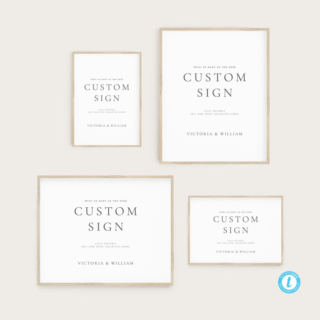 Classic Wedding Custom Sign Template Custom Sign Printable Editable ...