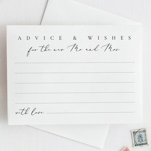Modern Wedding Advice Card Advice and Well Wishes Editable Template ...