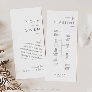Wedding Day Timeline Card Template, Minimalist Wedding Timeline ...