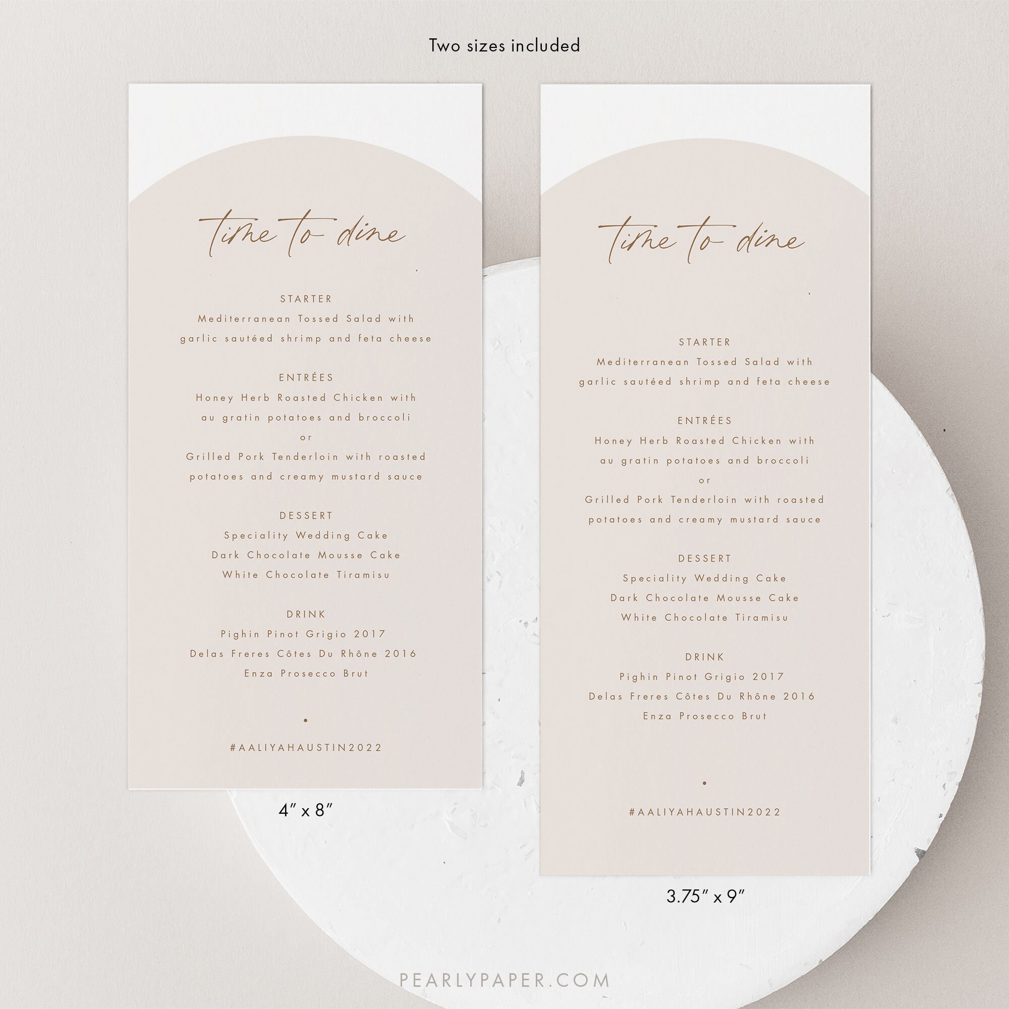 Arch Menu Template Download Modern Wedding Menu Beige Menu | Etsy