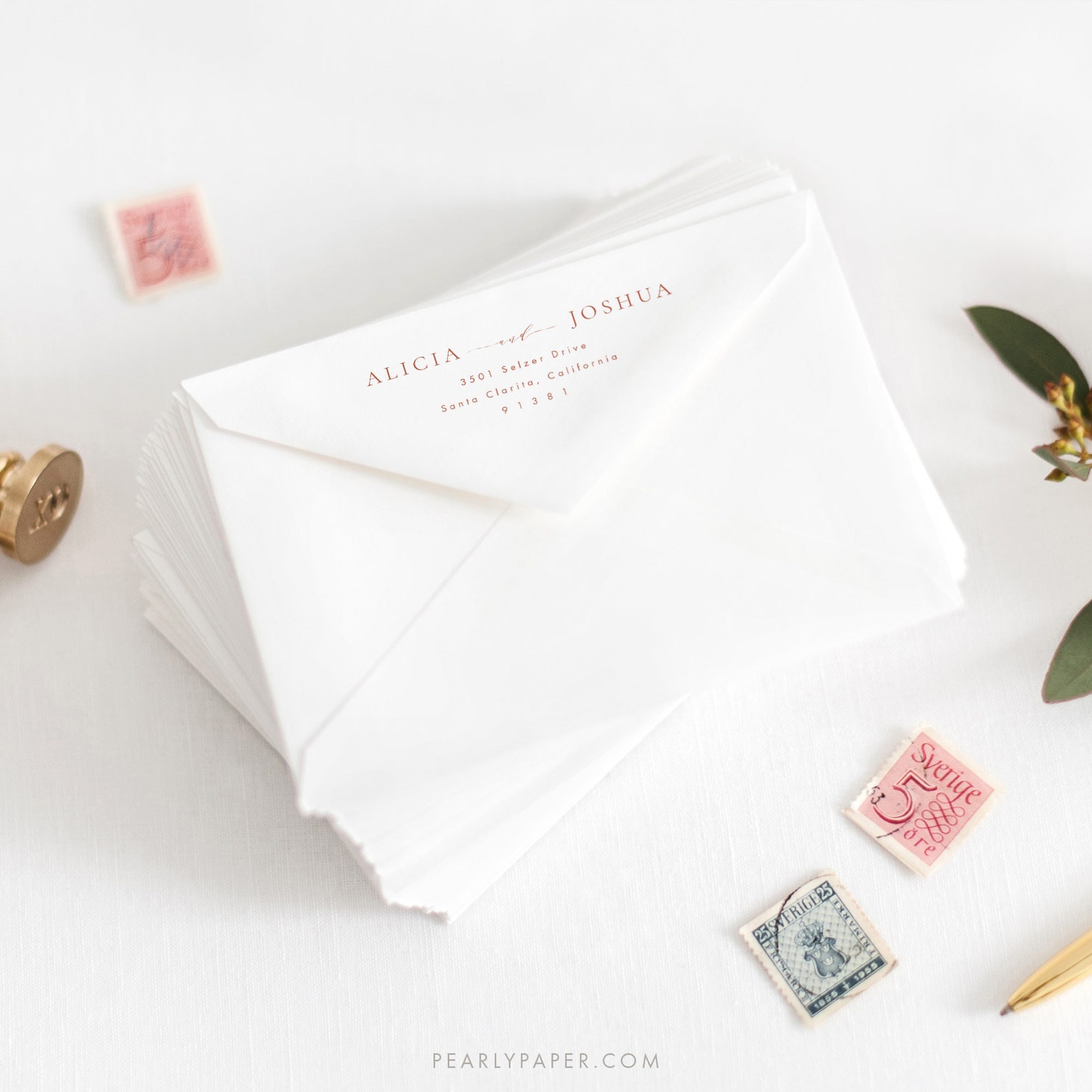 Burnt Orange Envelope Template Desert Wedding Modern Printable | Etsy