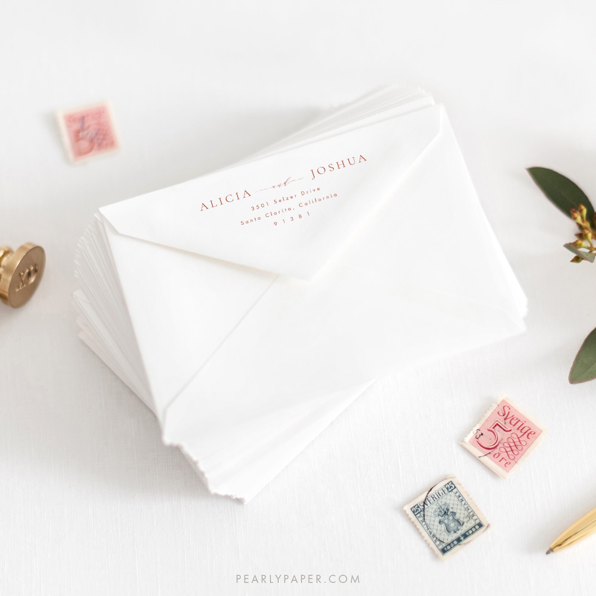 Burnt Orange Envelope Template Desert Wedding Modern Printable | Etsy