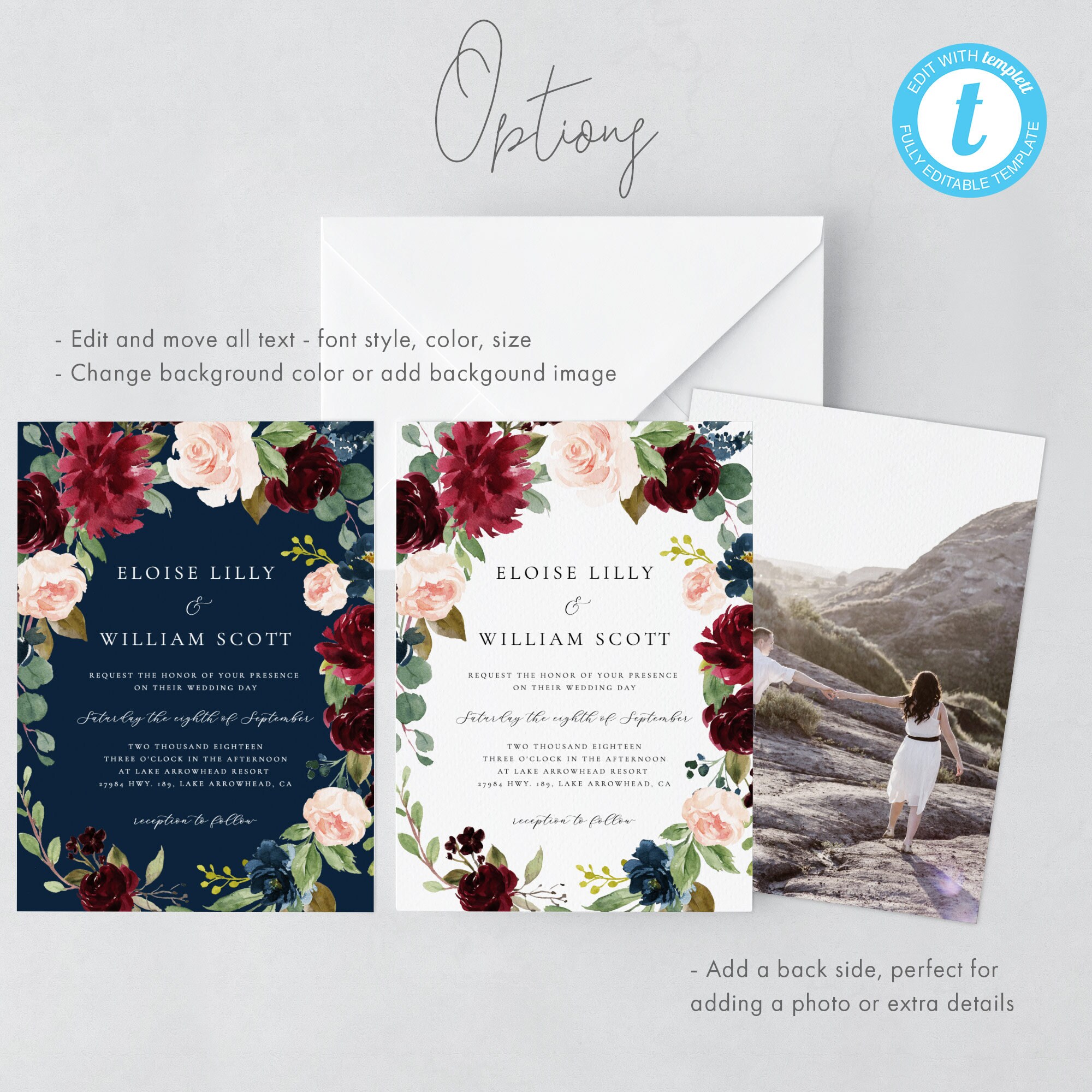 Printable Wedding Menu Flowers Wedding Menu Template Floral | Etsy