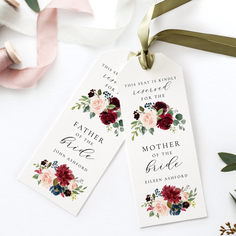 Reserved Seating Tag Template Wedding Seating Tag Wedding - Etsy