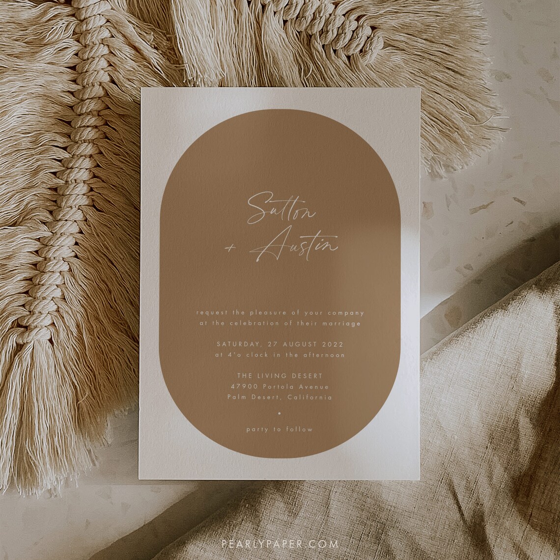 Oval Wedding Invitation Template Digital Download Sand Desert - Etsy