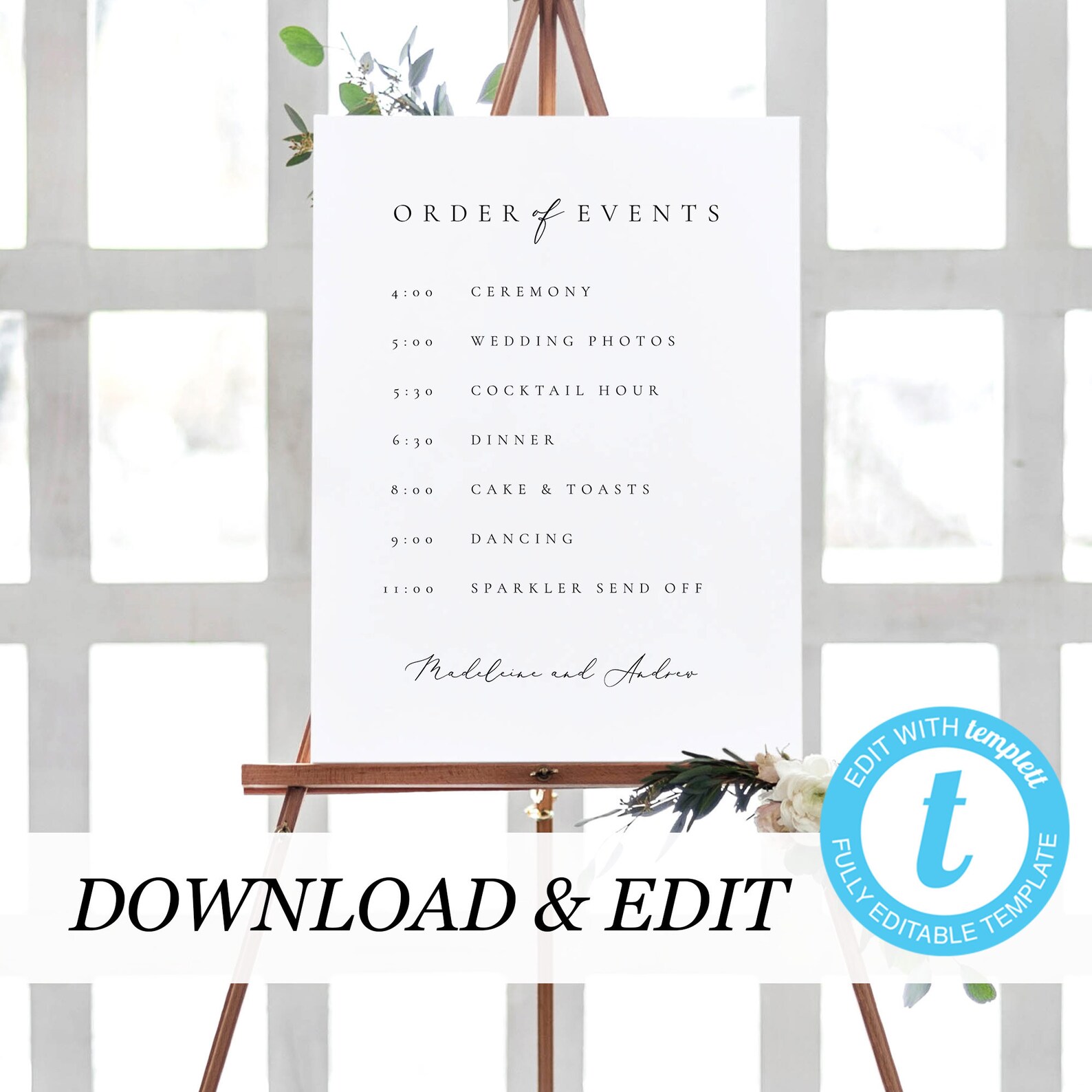 Editable Order of Events Template Modern Wedding Itinerary - Etsy