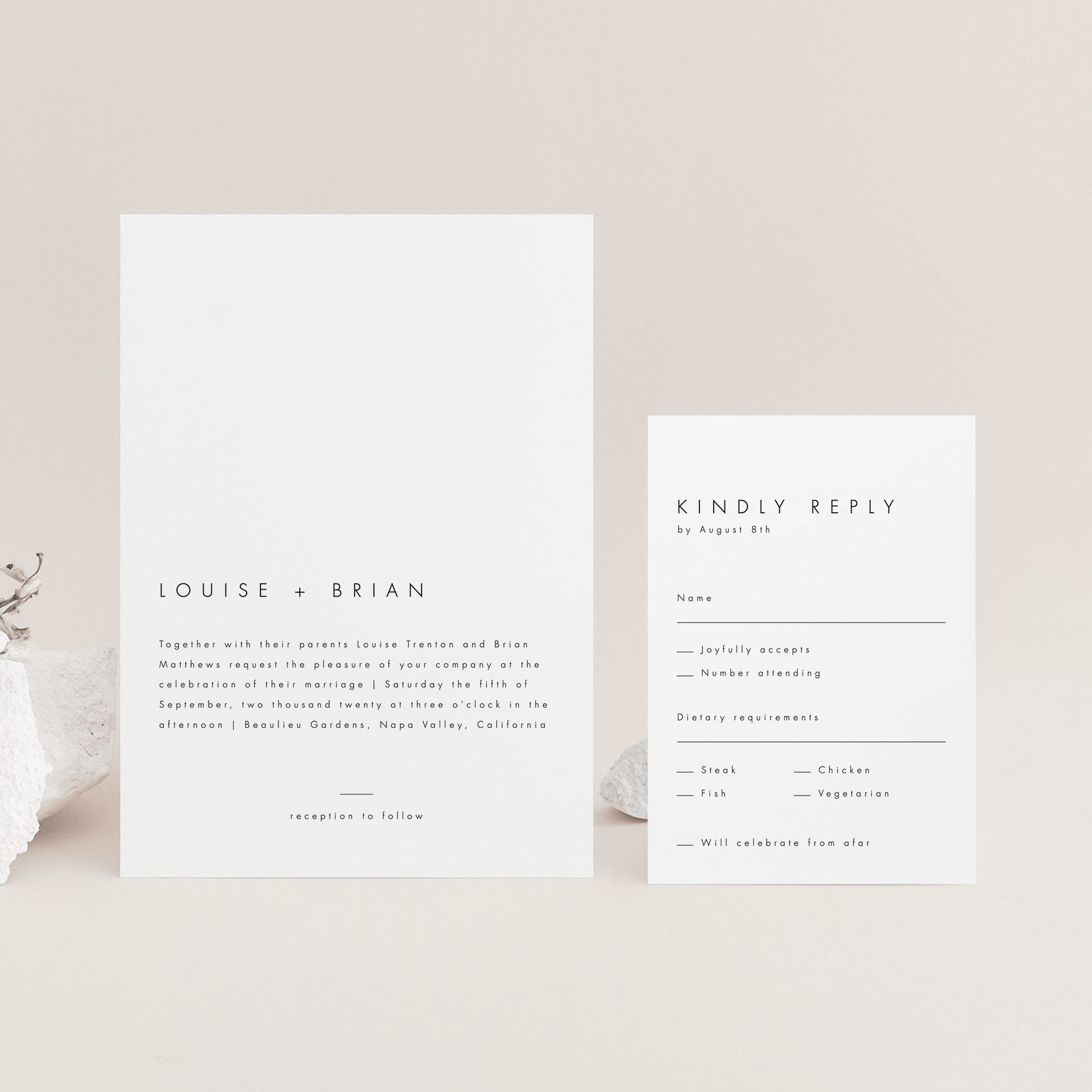 Minimalist Wedding Invitation Template Download Printable | Etsy