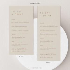 Beige Menu Template Download Desert Wedding Menu Simple Menu | Etsy
