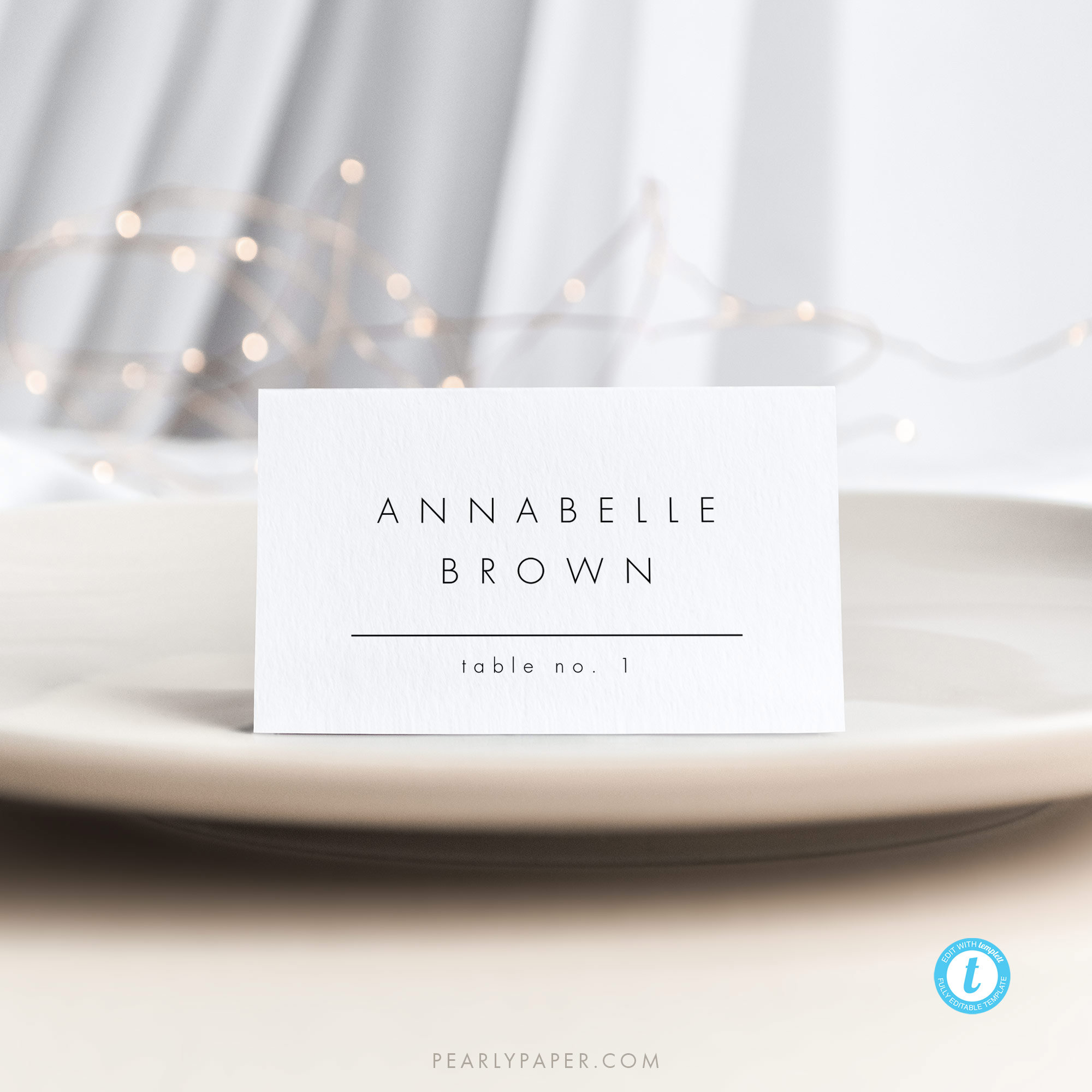 Modern Place Card Template Download Escort Cards Minimalist | Etsy