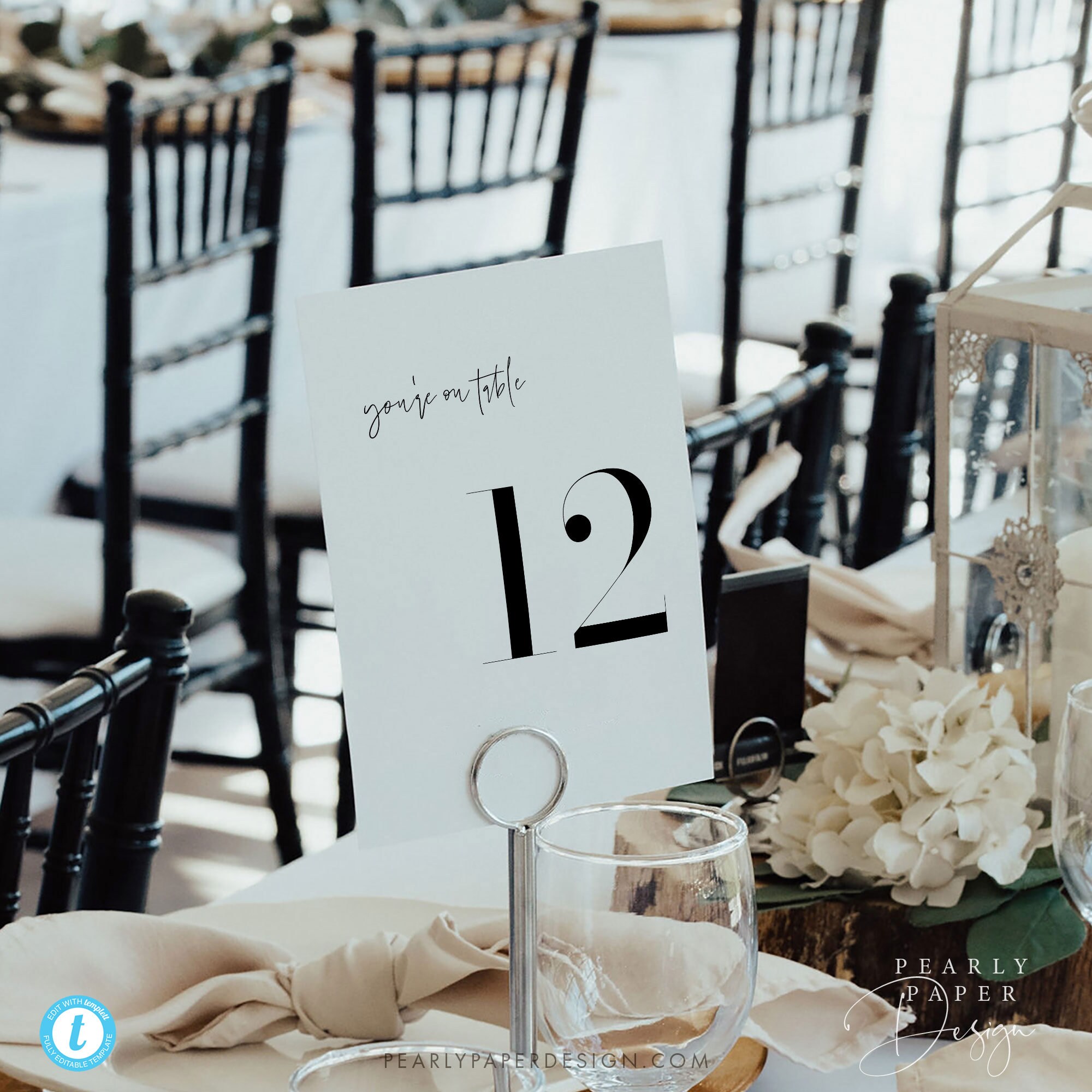 Minimalist Table Numbers Template, Wedding Table Cards Printable Table ...