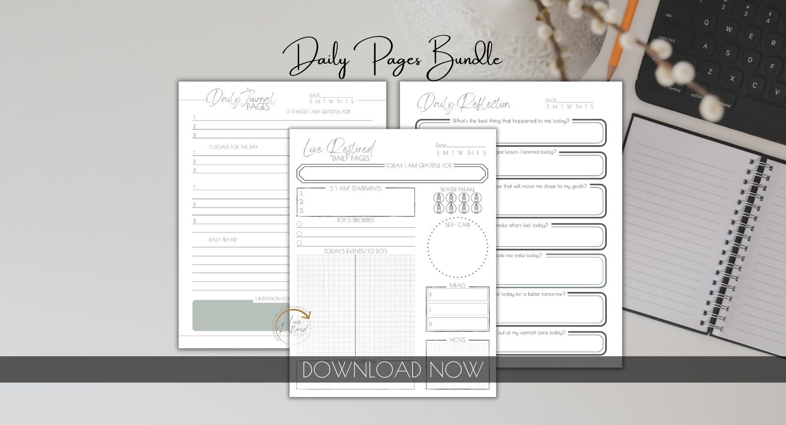 Daily Pages Bundle | DOWNLOADABLE | Daily Journal | Daily Schedule ...