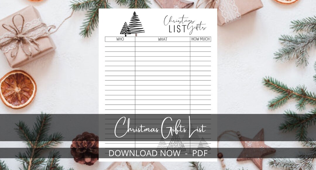 Christmas Gifts List | PDF | Instant Download | Digital Download ...