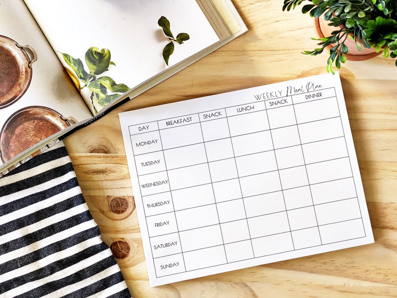 Notepad | Weekly Meal Plan | Breakfast | Lunch | Dinner | Snacks - Etsy