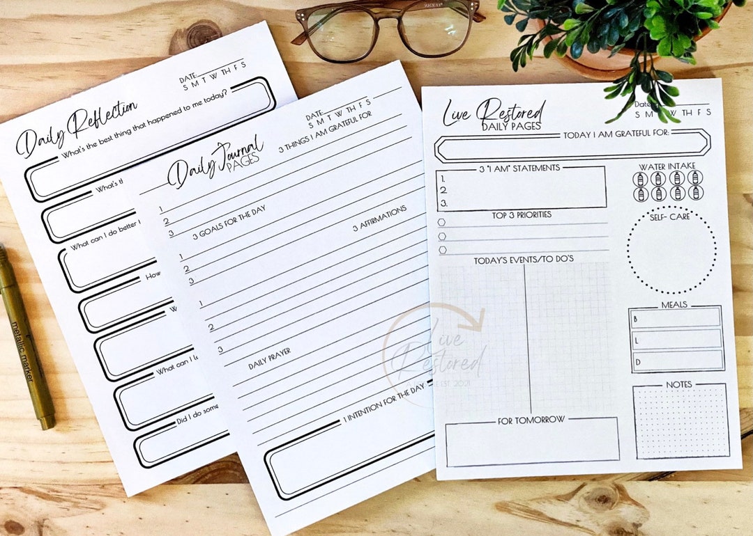 Daily Pages Bundle | Journal Notepad | Daily Schedule | Daily ...