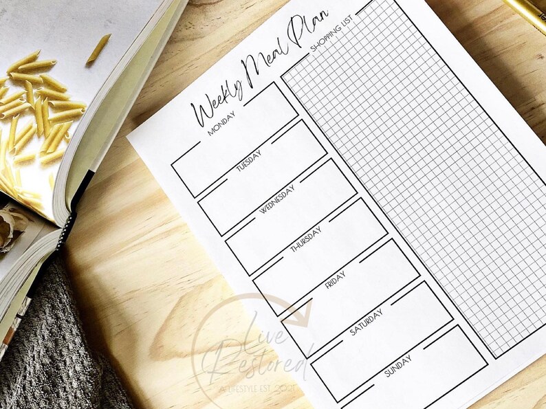 Notepad | Meal Plan | Weekly Menu - Etsy