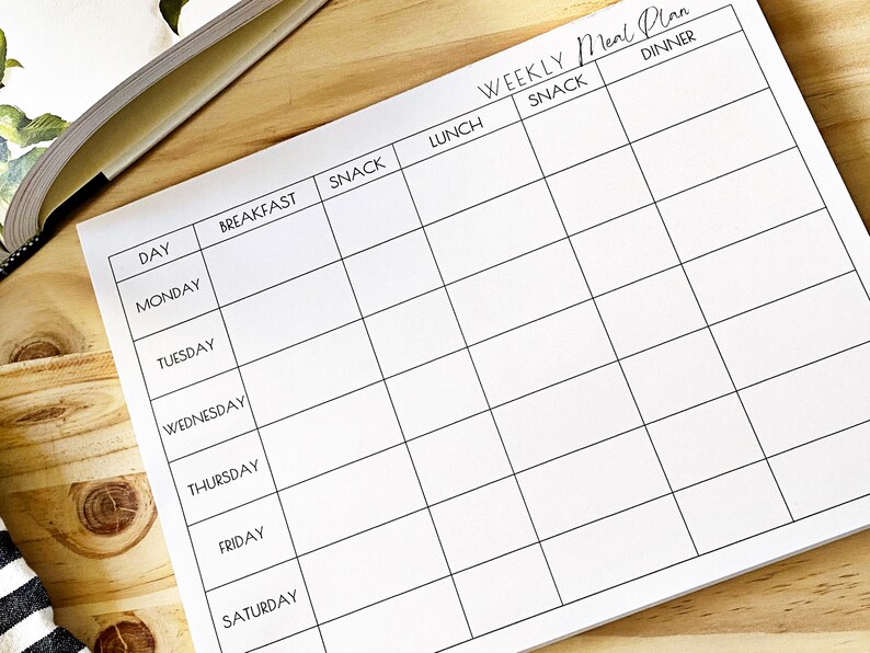 Notepad | Weekly Meal Plan | Breakfast | Lunch | Dinner | Snacks - Etsy