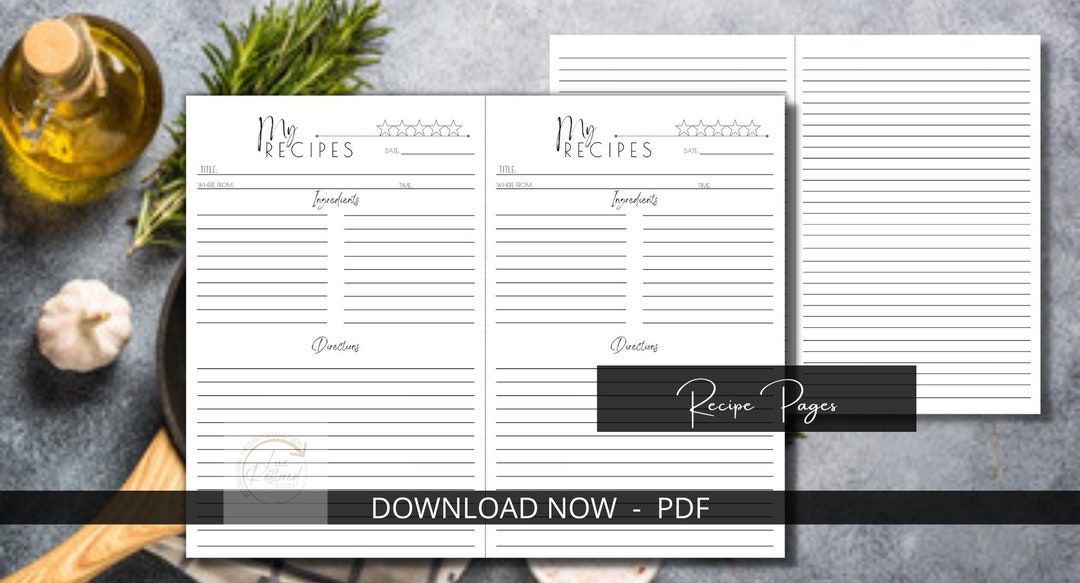 Recipe Pages | INSTANT DOWNLOAD | Printable | Recipes - Etsy