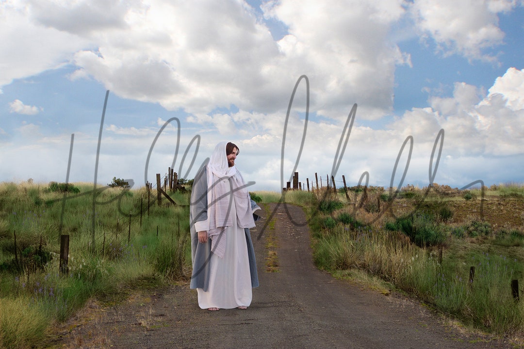 Jesus Christ on Path - in Spring Field - Digital Backdrop- Digital ...